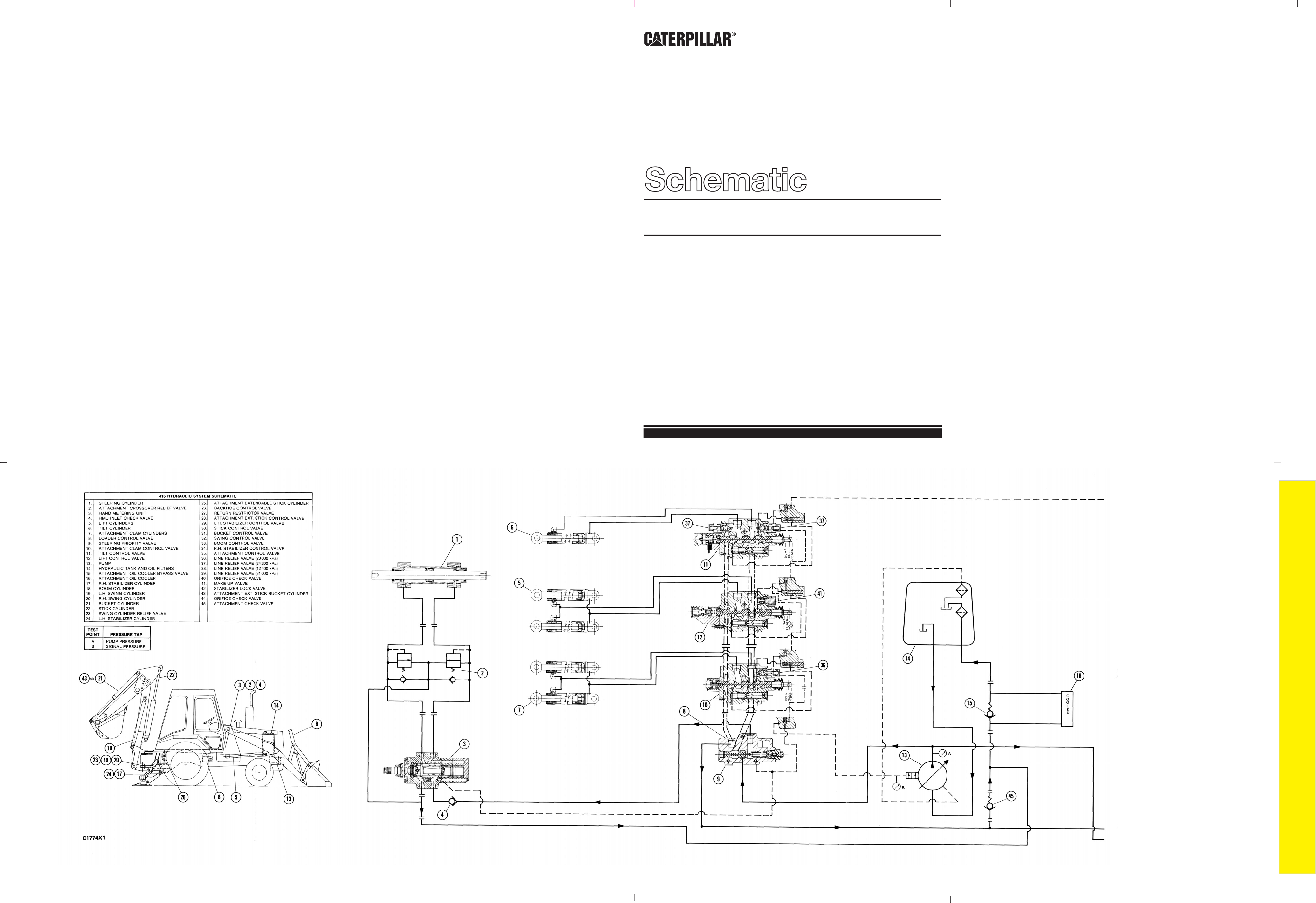 CAT 416 Backhoe Loader Hydraulic System - Hydraulic Repair Schematic